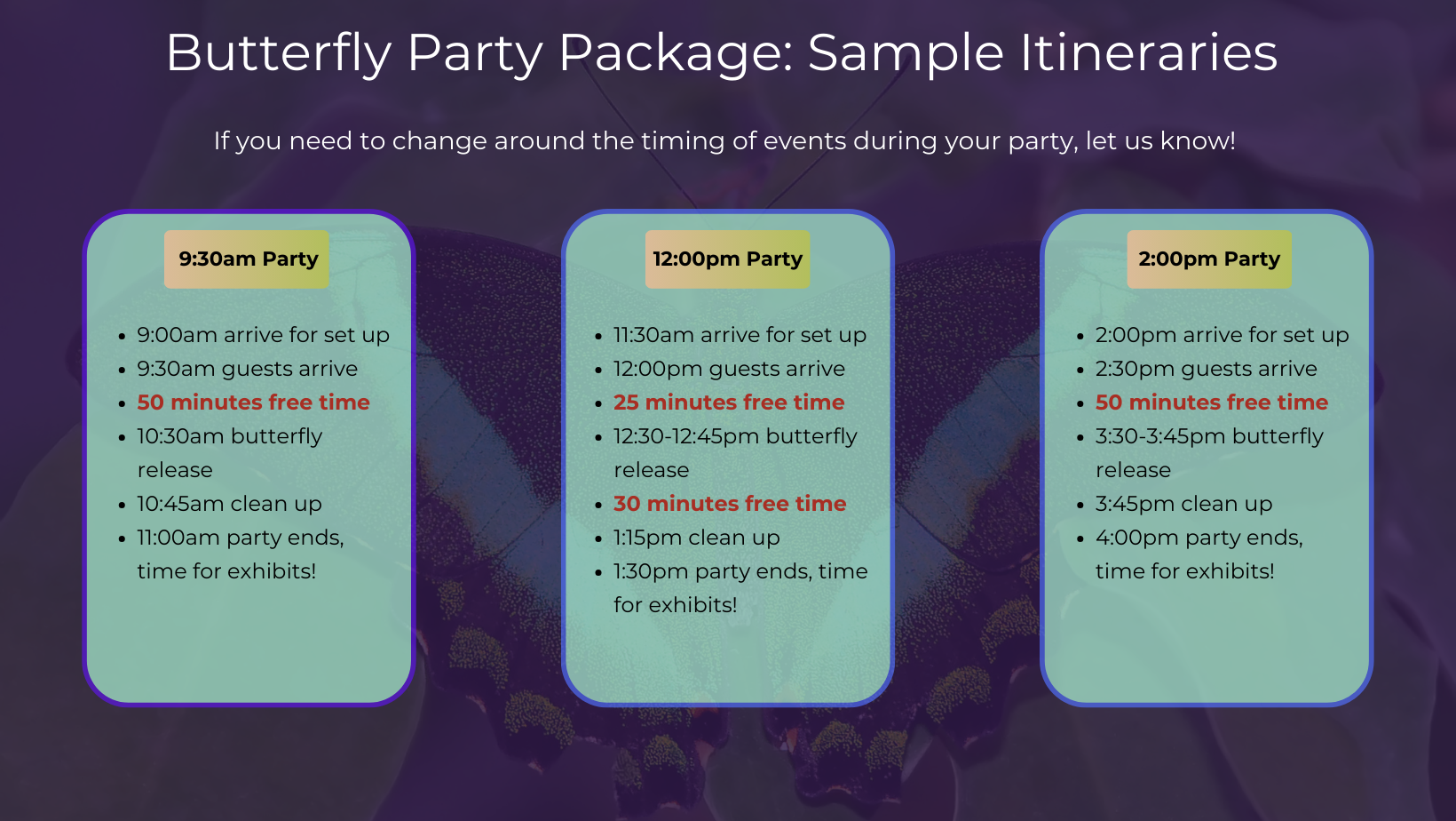 Butterfly Party Package